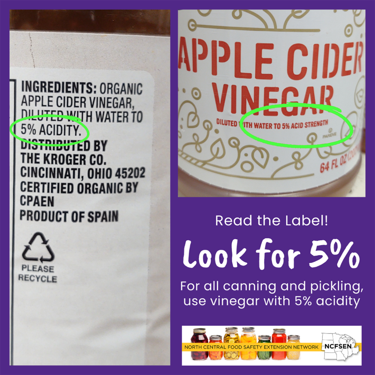 Safety Concern with Vinegar Acidity Level in Home Canning